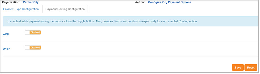 Configure Org Payment Options